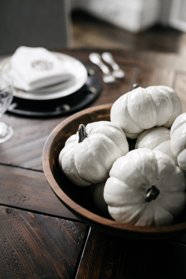 Fall decor and Thanksgiving tablescape inspiration - white pumpkins